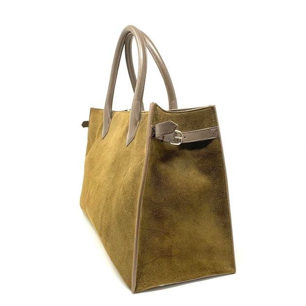 Balenciaga Suede Padlock Work Satchel